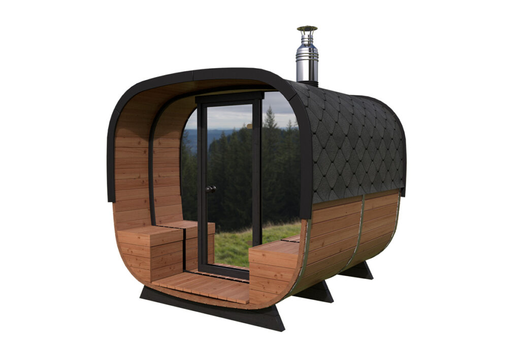 Sauna de barril pequeña - 2,4 x 2,4 m