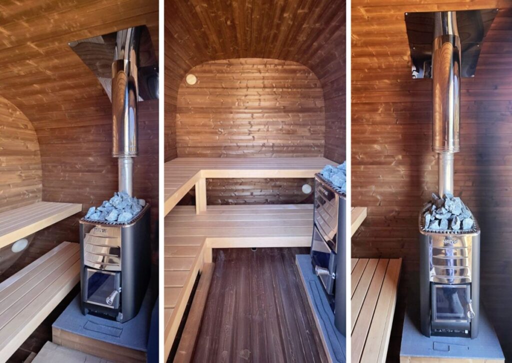 Sauna de Barril de Exterior con Frontal de Cristal Innovador - Casetas ...